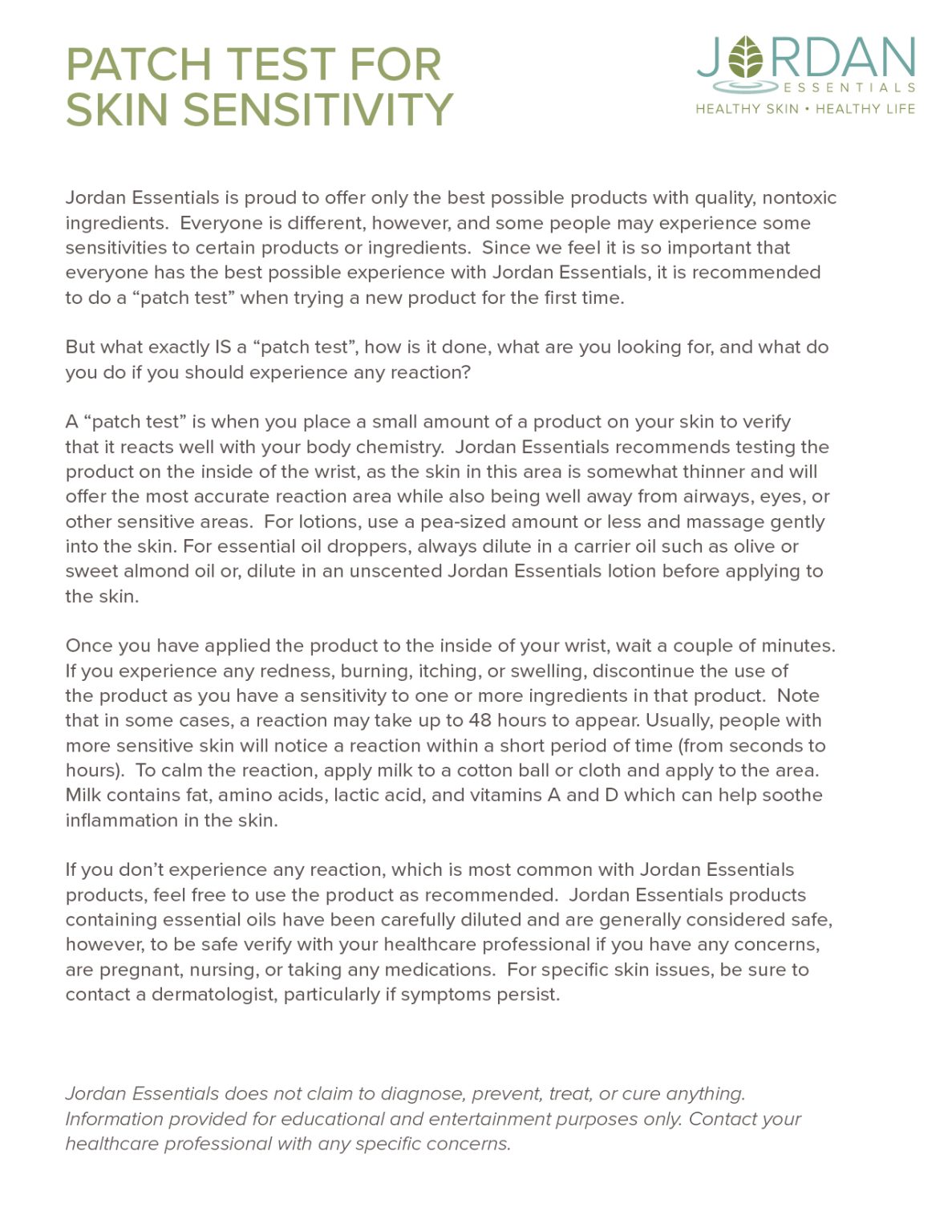 Patch Sensitivity Test – JE Library